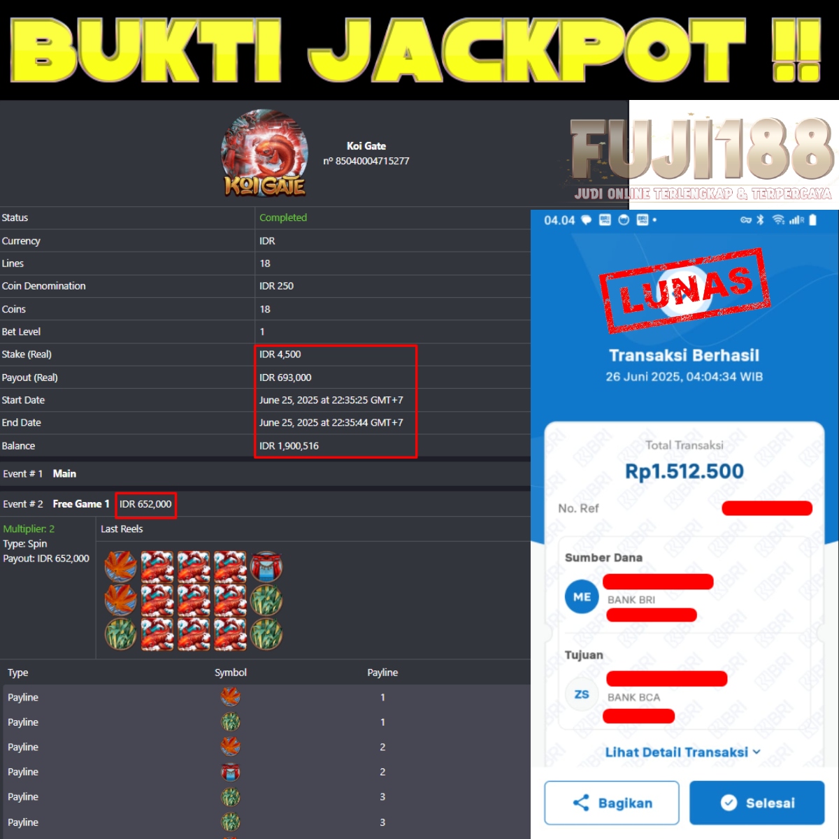 Bukti Kemenangan HABANERO - KOI GATE - Fuji188 : Bukti Kemenangan JP ...